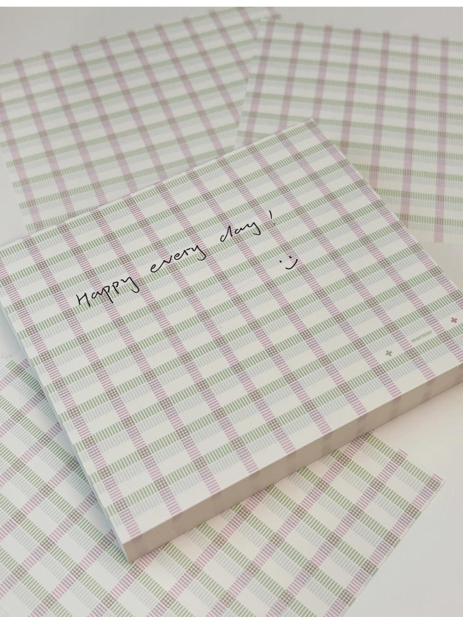 Minimalist Pastel Plaid Notepad - Single-sided 120g Tear-off Memo Pad ...