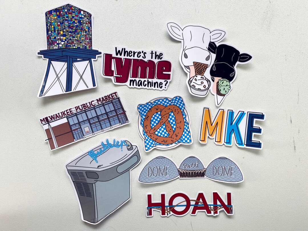 Milwaukee Sticker Set, Vinyl, Die Cut, Domes, Tyme, Pretzel, Cows ...
