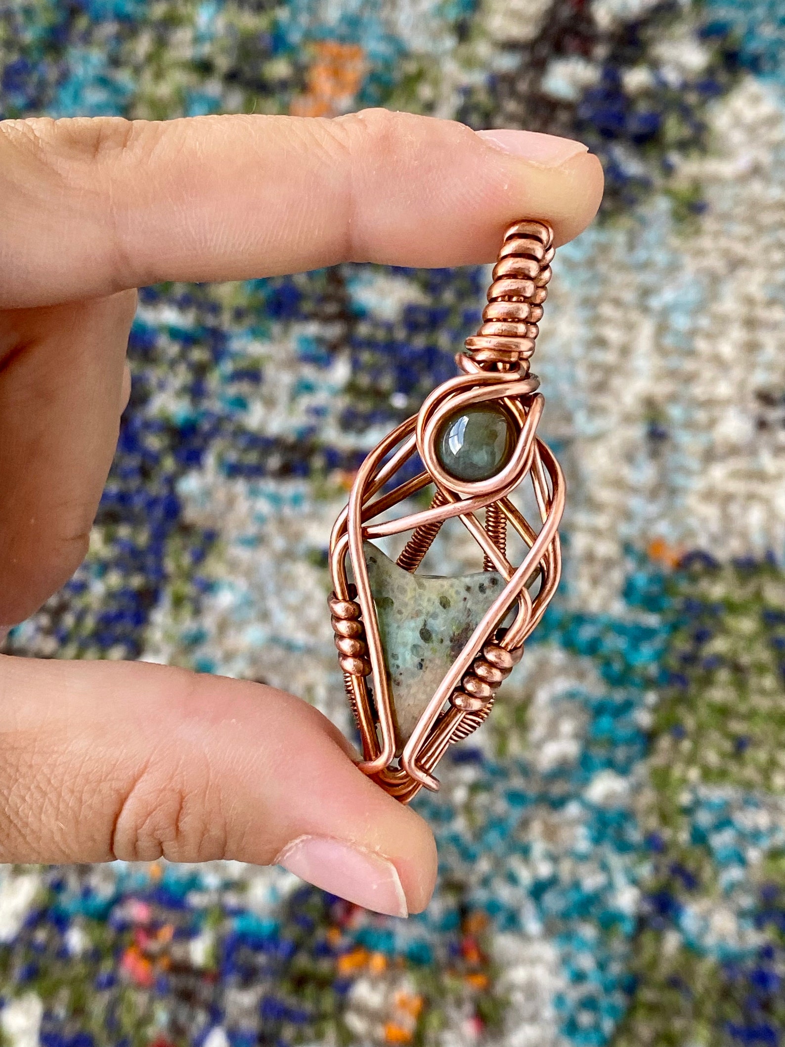 Small Wire Wrapped Stone Pendant, Double Stone Necklace With Leather ...