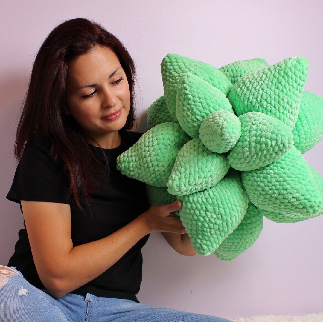 Beginner Crochet, Large Succulent Plant Pillow DIGITAL Home Decor ...