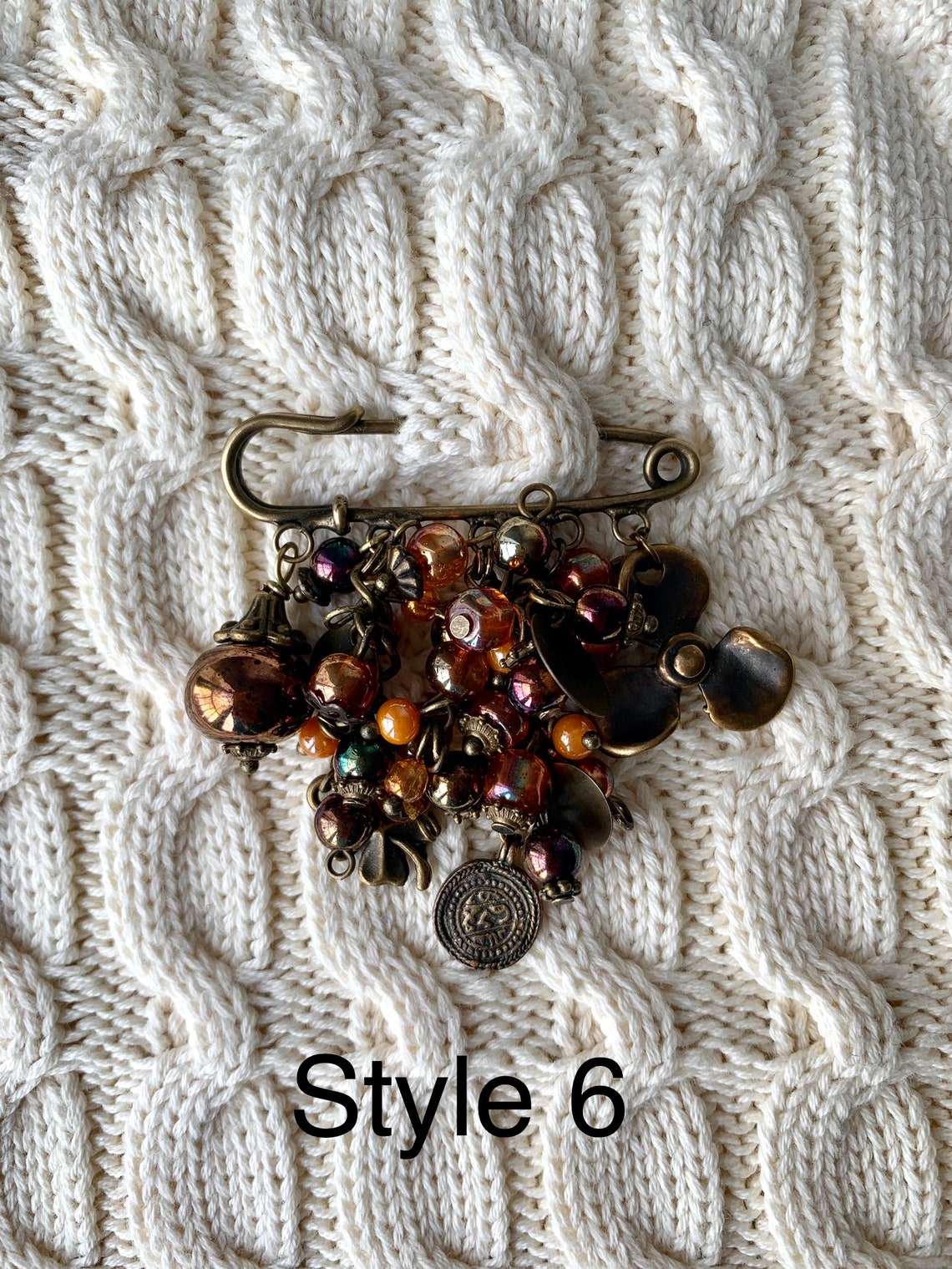 Kilt Pin Brooches With Beads, Beaded Bronze Brooch Pin, Decorative Beaded Kilt Pin Scarf/shawl ...
