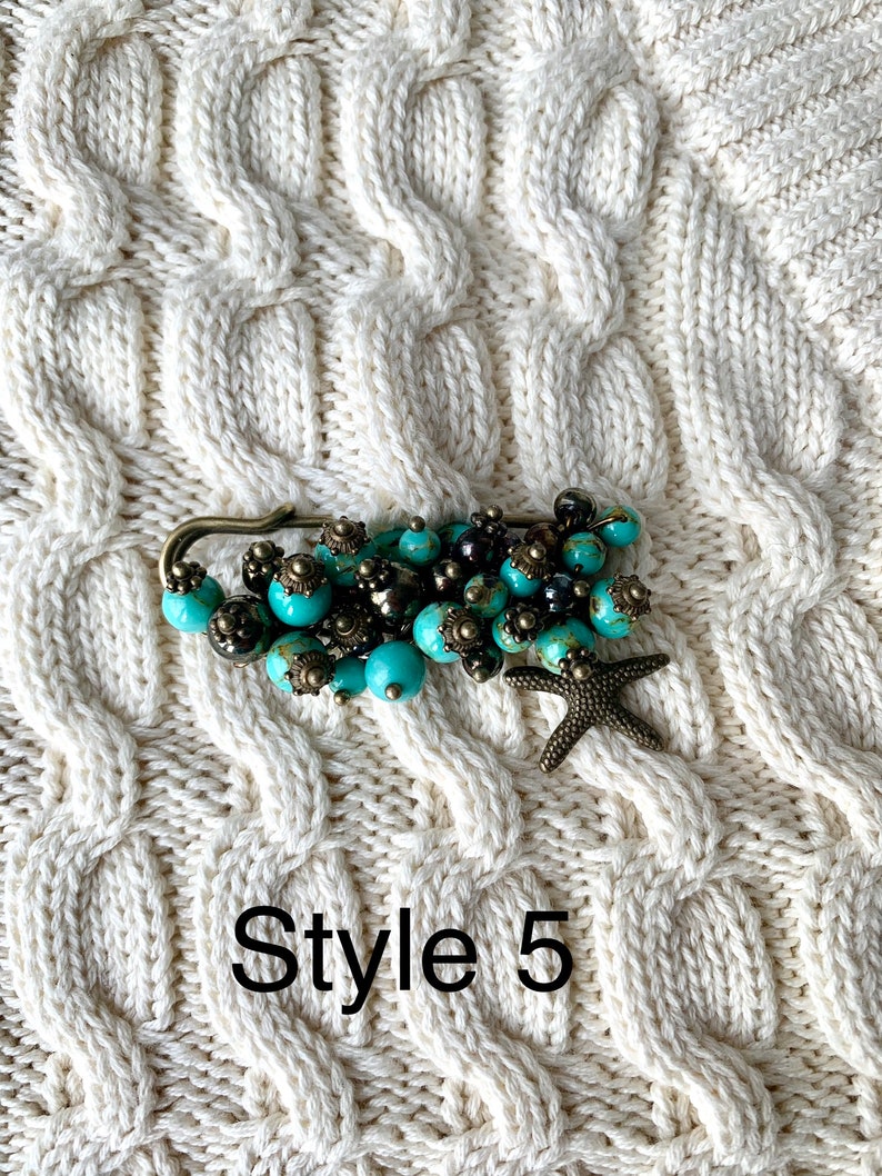 Kilt Pin Brooches With Beads, Beaded Bronze Brooch Pin, Decorative Beaded Kilt Pin Scarf/shawl ...