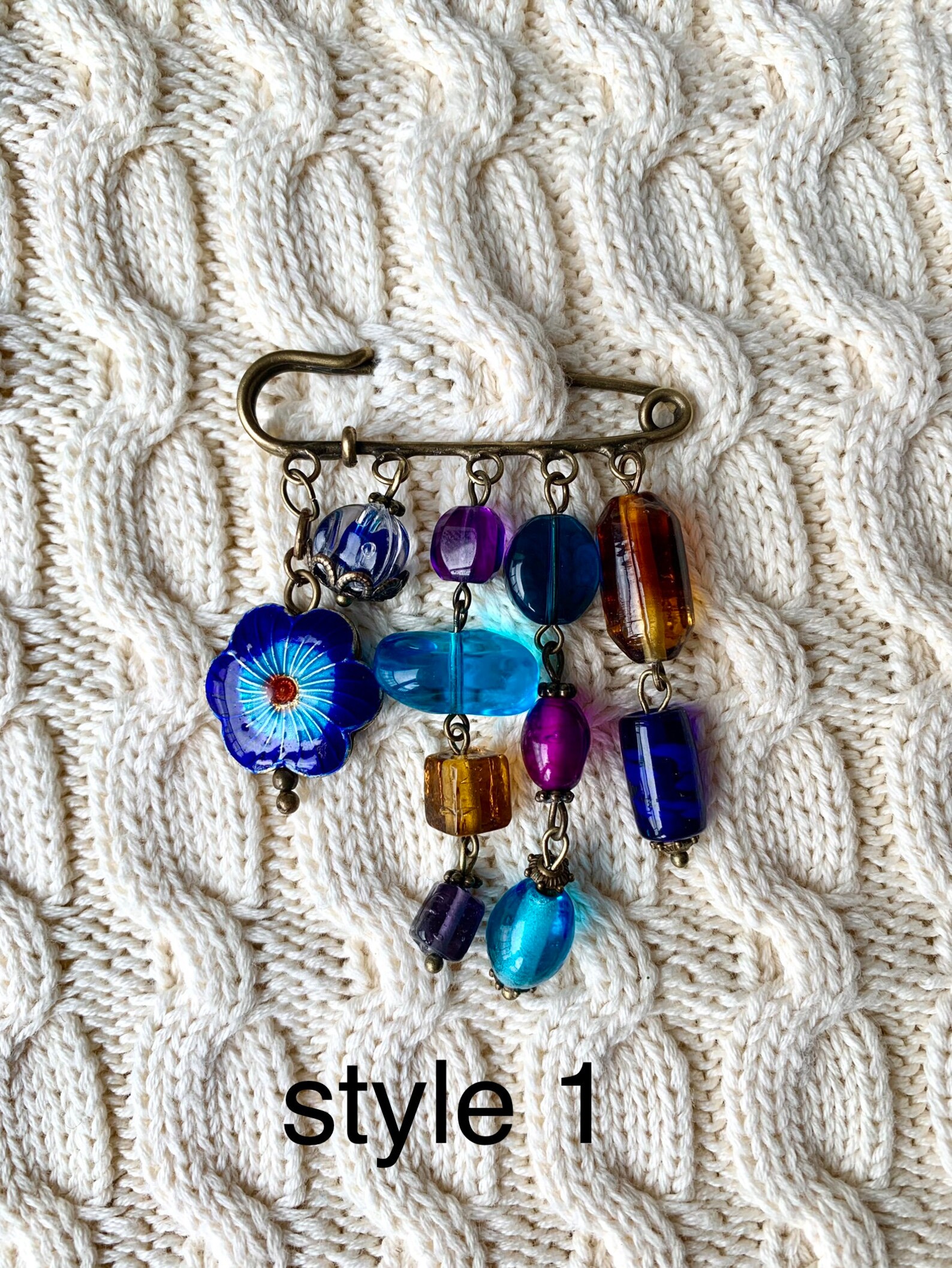 Kilt Pin Brooches With Beads, Beaded Bronze Brooch Pin, Decorative Beaded Kilt Pin Scarf/shawl ...