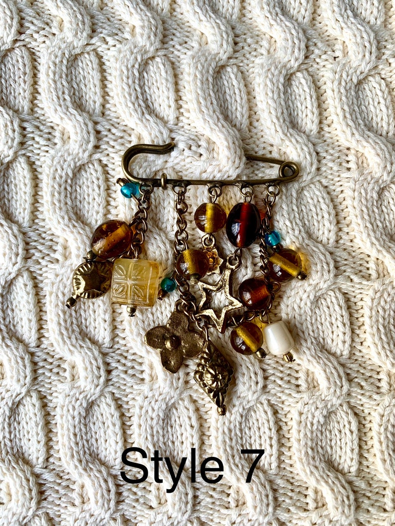 Kilt Pin Brooches With Beads, Beaded Bronze Brooch Pin, Decorative Beaded Kilt Pin Scarf/shawl ...