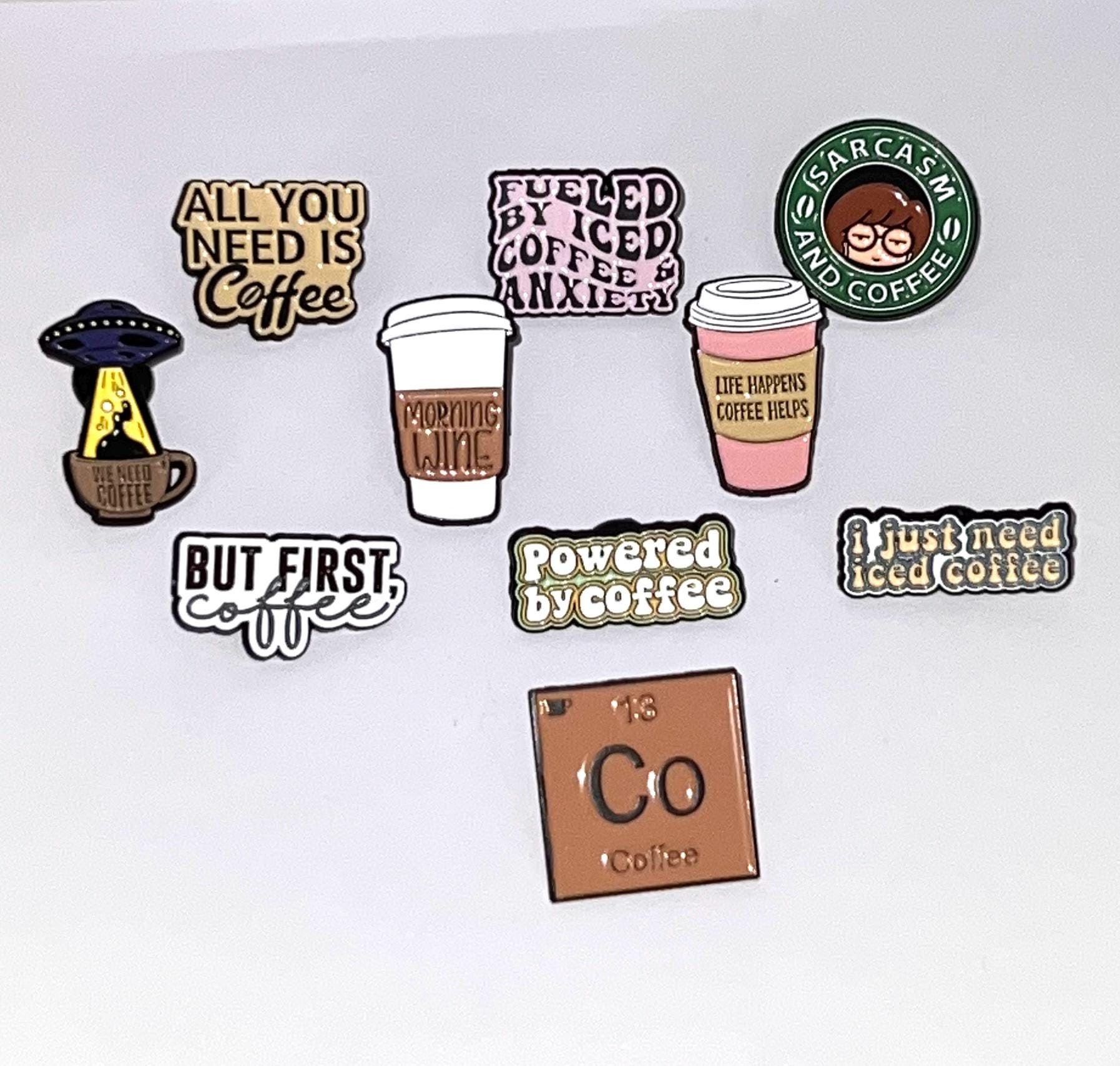Coffee Enamel Pins Set | Cute Iced Coffee & Sarcasm Pins | Funny ...