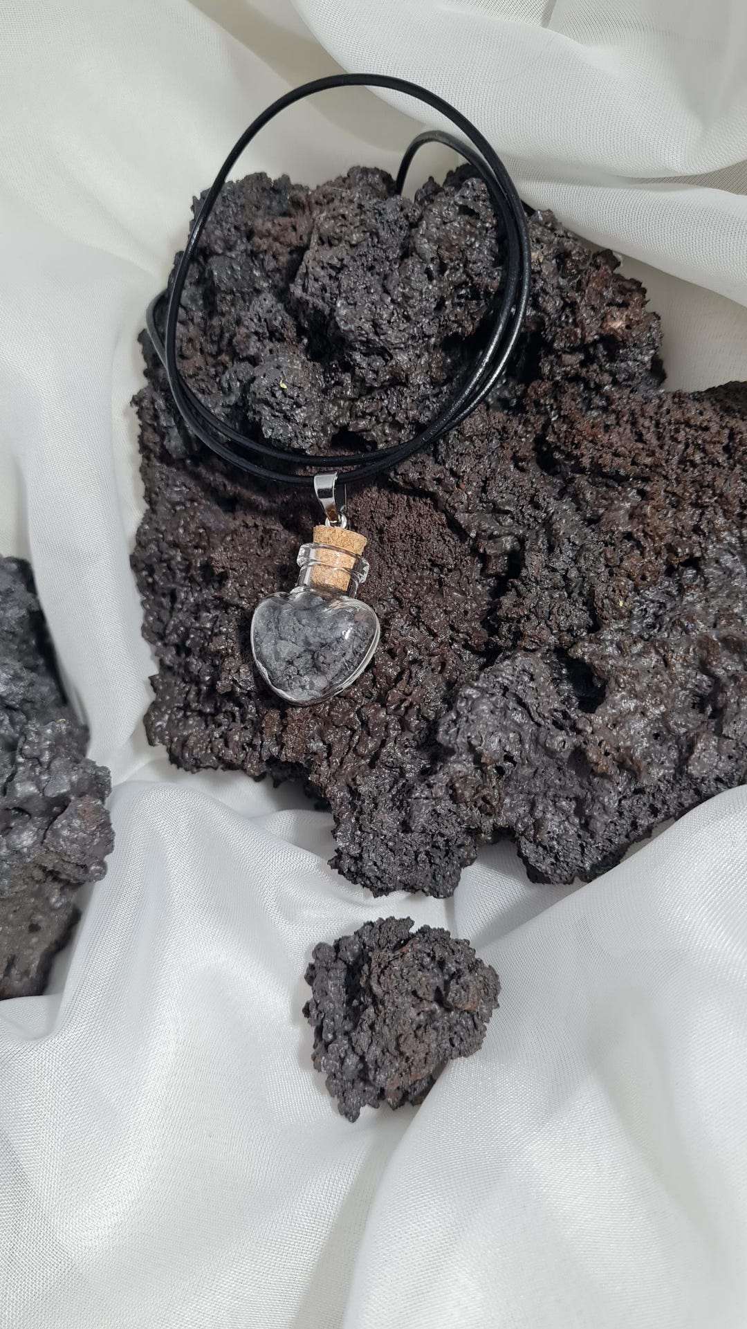 Reykjanes Volcano Lava Necklaces in a Heart Bottle Lava in a Wishing ...