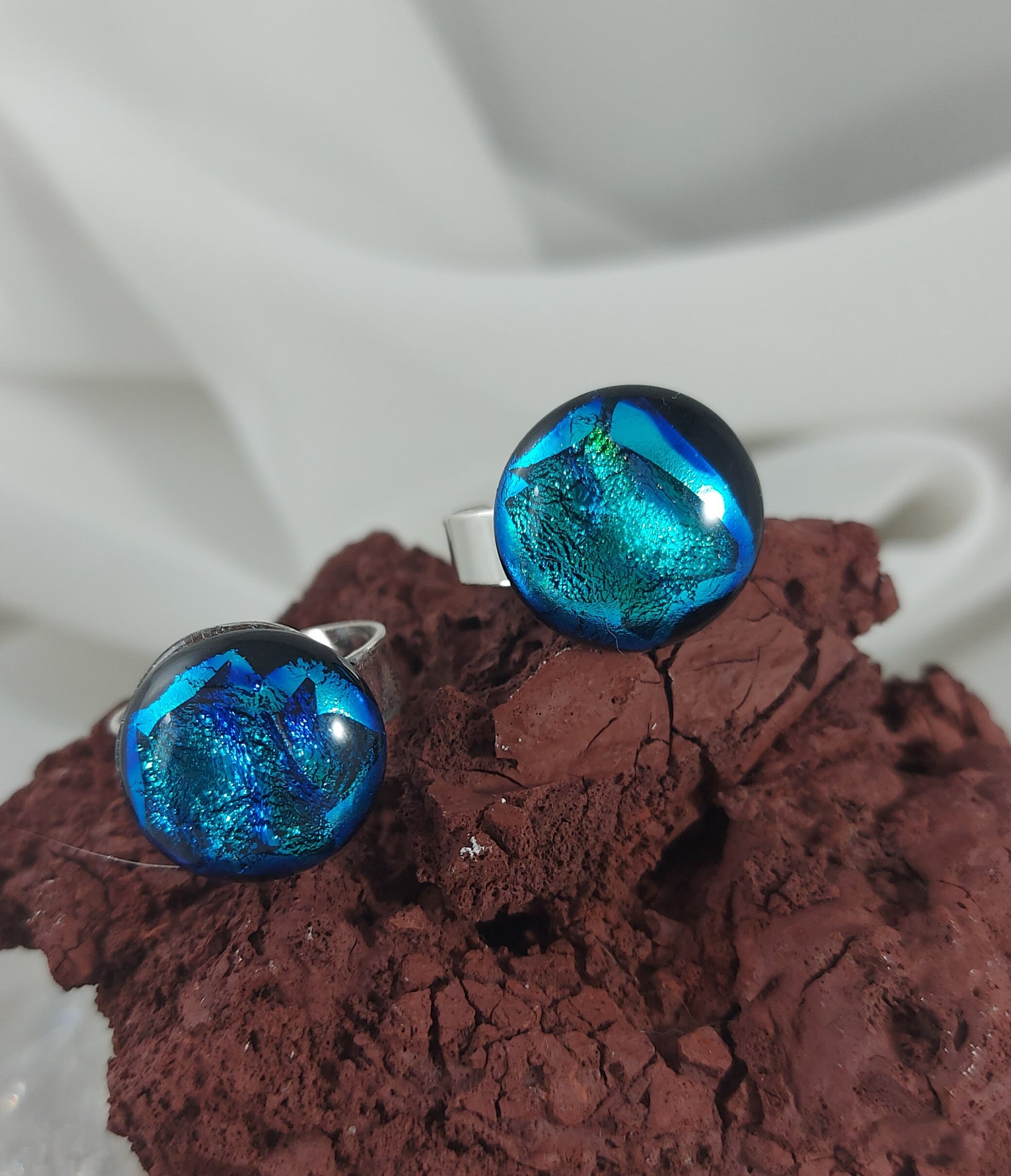 Atlantic Blue Aurora Ring Dainty Northern Lights Glass Rings Hidda ...
