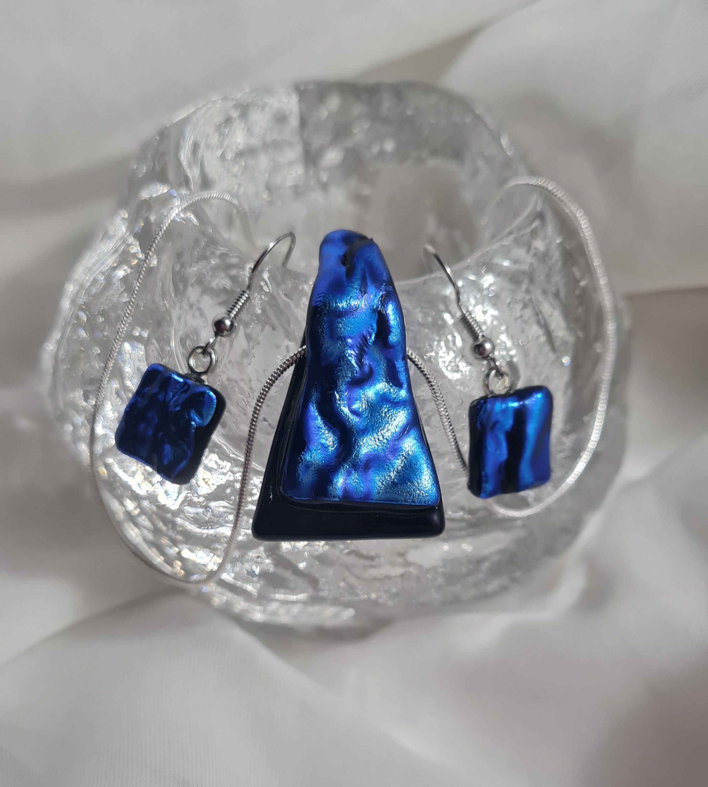 Amazing Blue Lagoon Glass Set Norðurljósa Sett Icelandic Aurora Jewelry ...