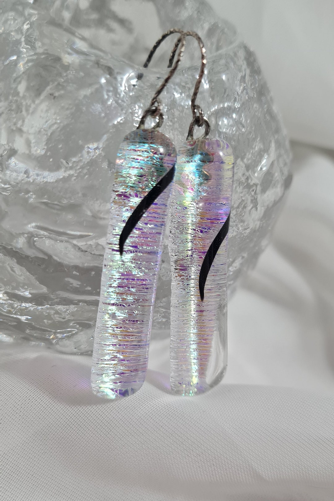 Ice Earrings With a Unique Black Line - Iceland Earrings Norðurljósa ...