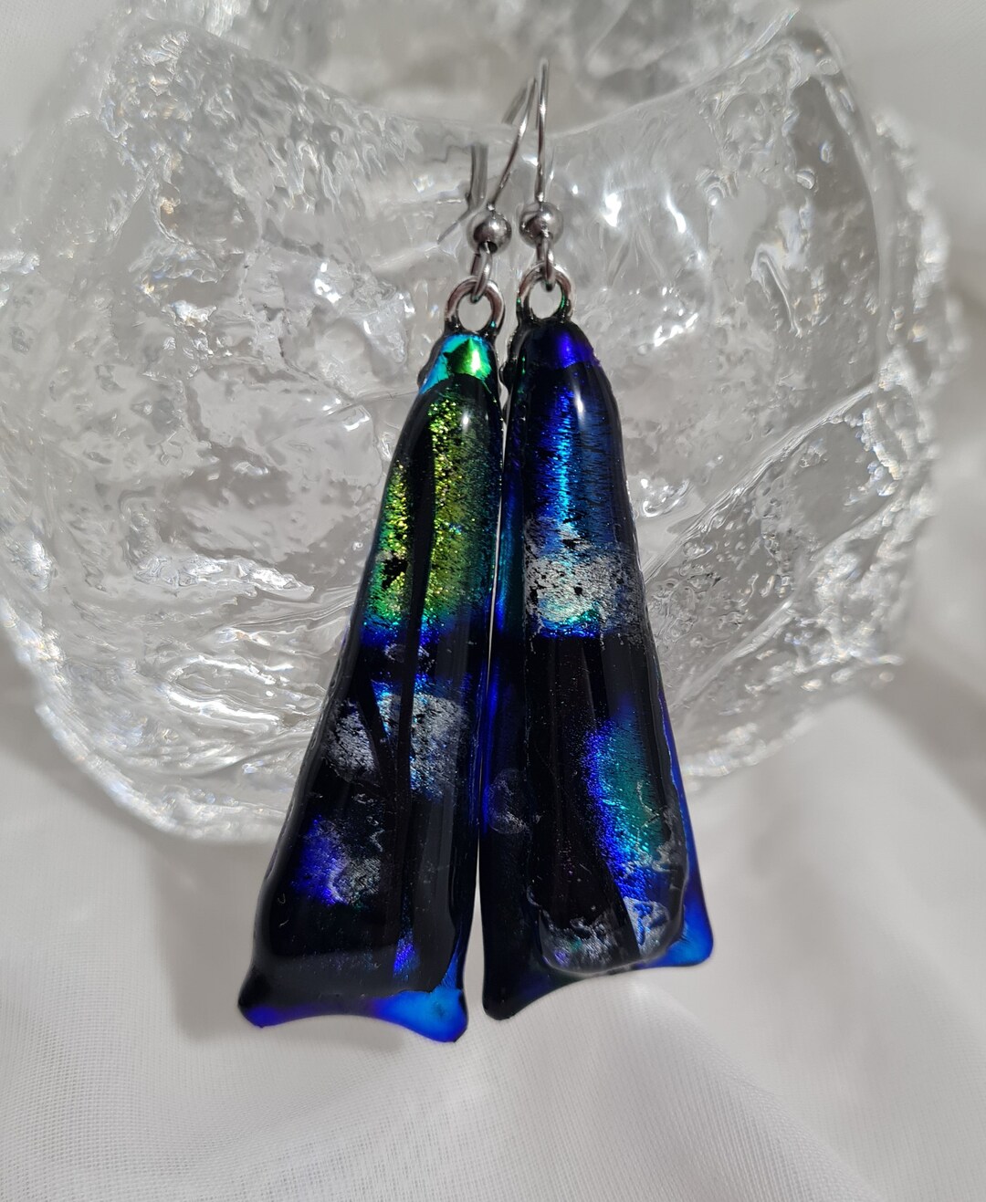 Beautiful Aurora Northern Lights -dichroic Glass Earrings - One of A Kind Icelandic Aurora ...