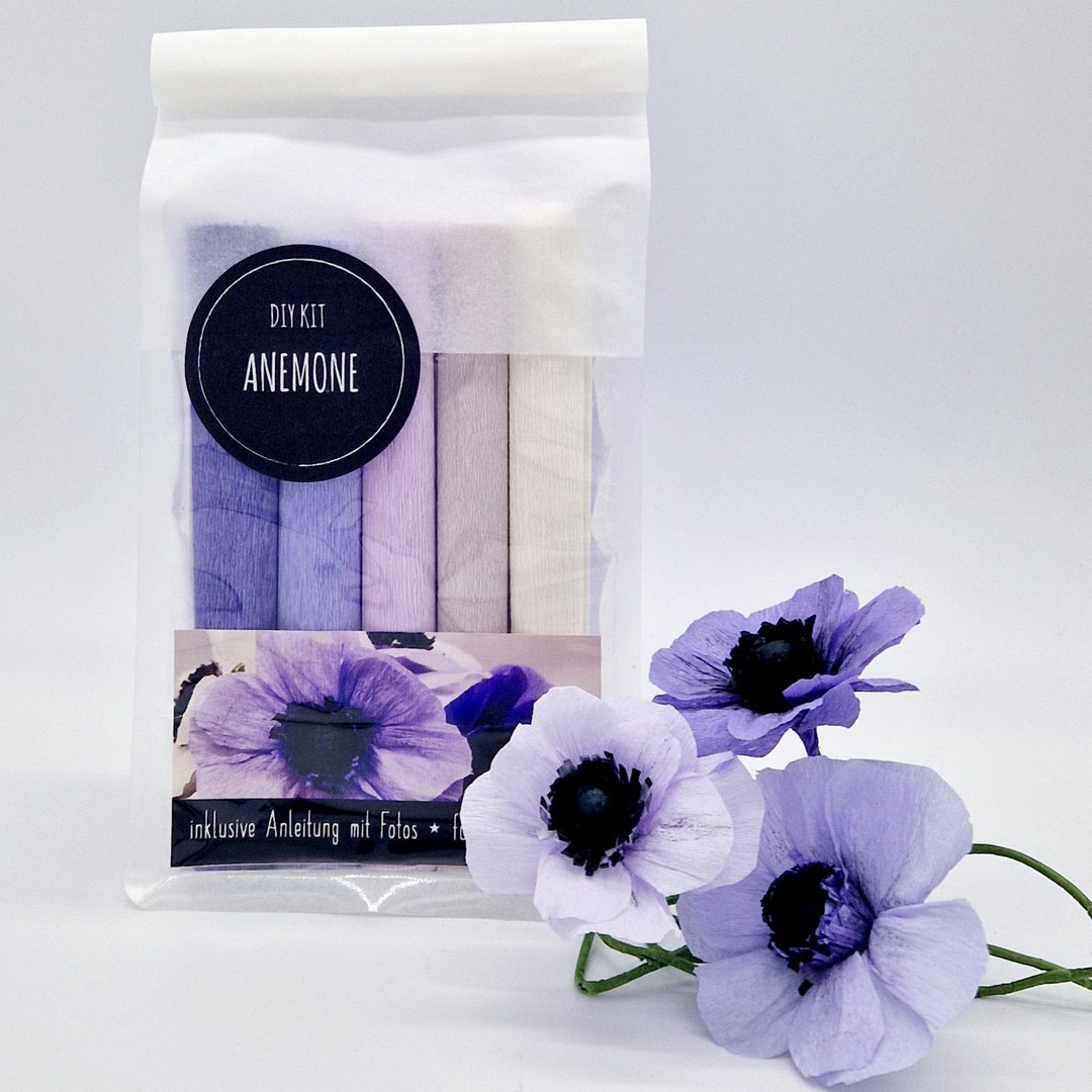 Crepe Paper Anemones in a DIY Kit / Craft Kit for 8 Flowers / Anemone ...