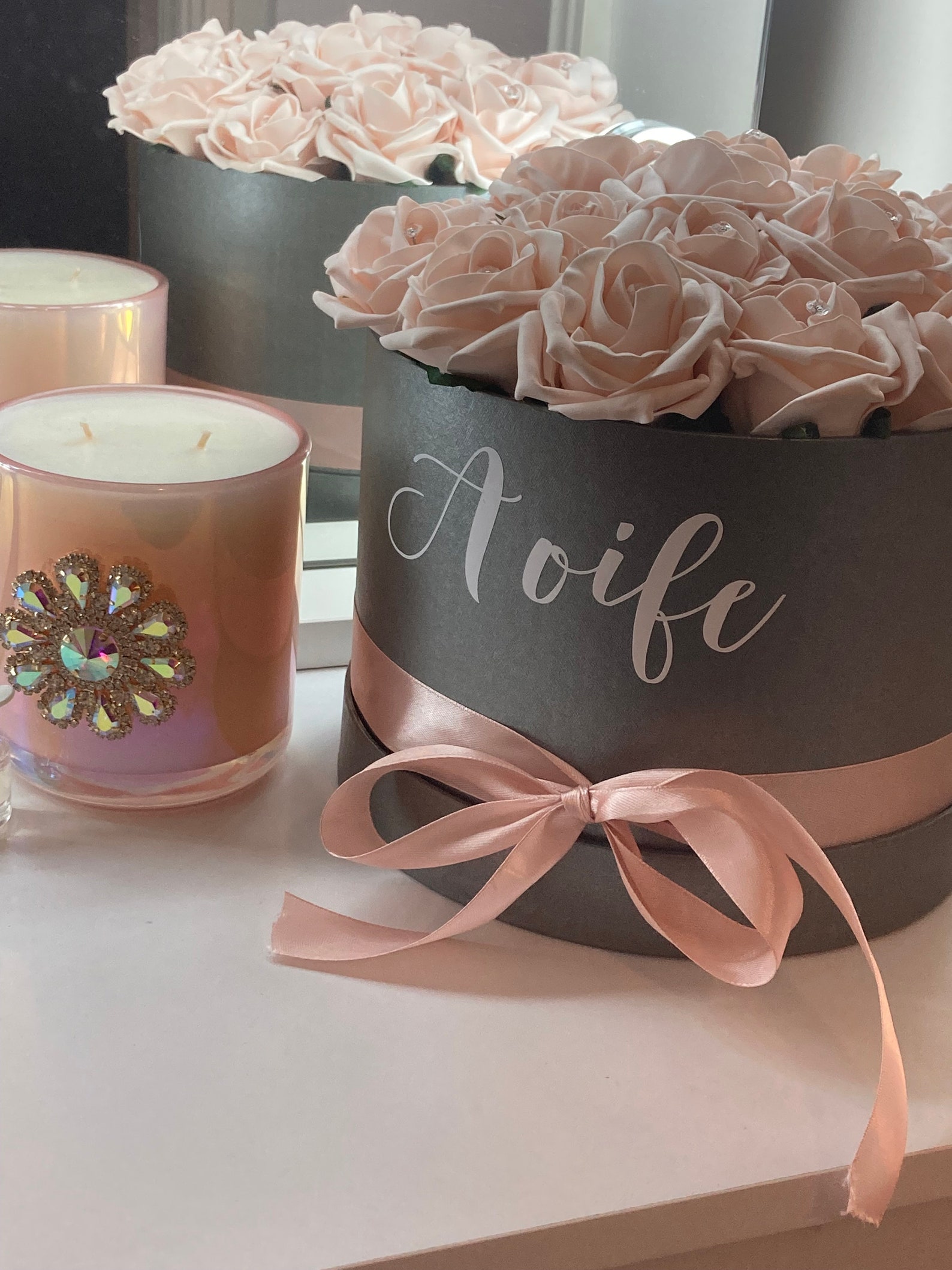 Personalised Diamante Rose Hat Box Bespoke Flower Hat Boxes - Etsy