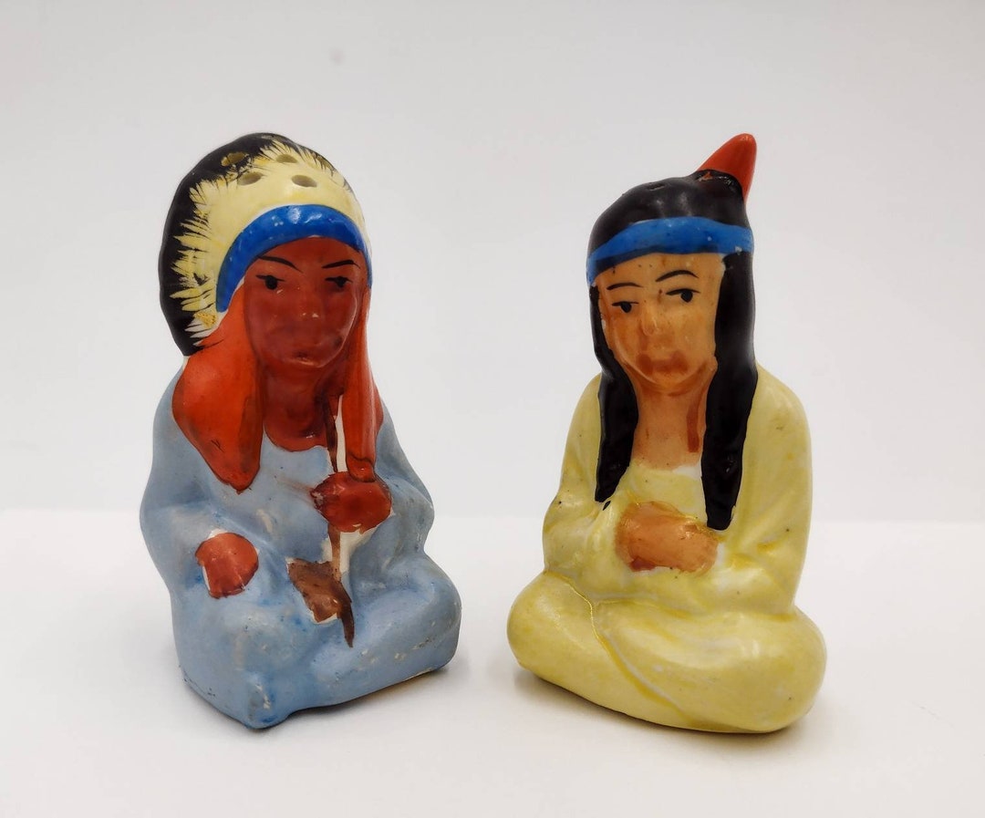 Vintage Native American Salt & Pepper Shaker Duo Made in Japan ...