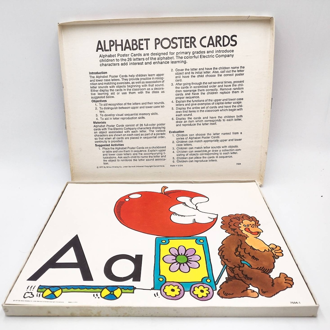 1977 Milton Bradley Electric Company Alphabet Poster Cards - Etsy