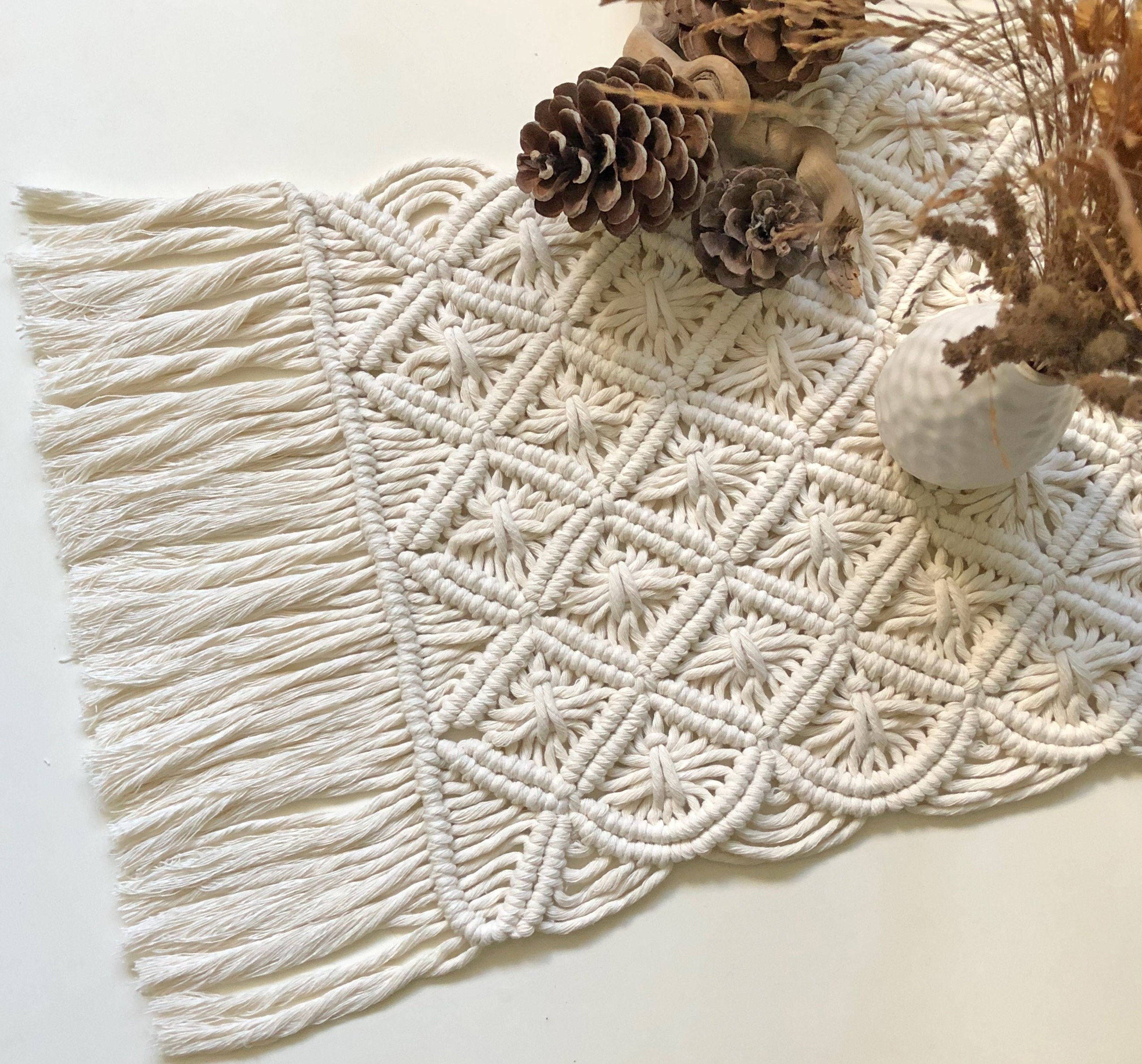 Kitchen & Dining Home & Living Macrame Table Runner Boho Dining Table ...