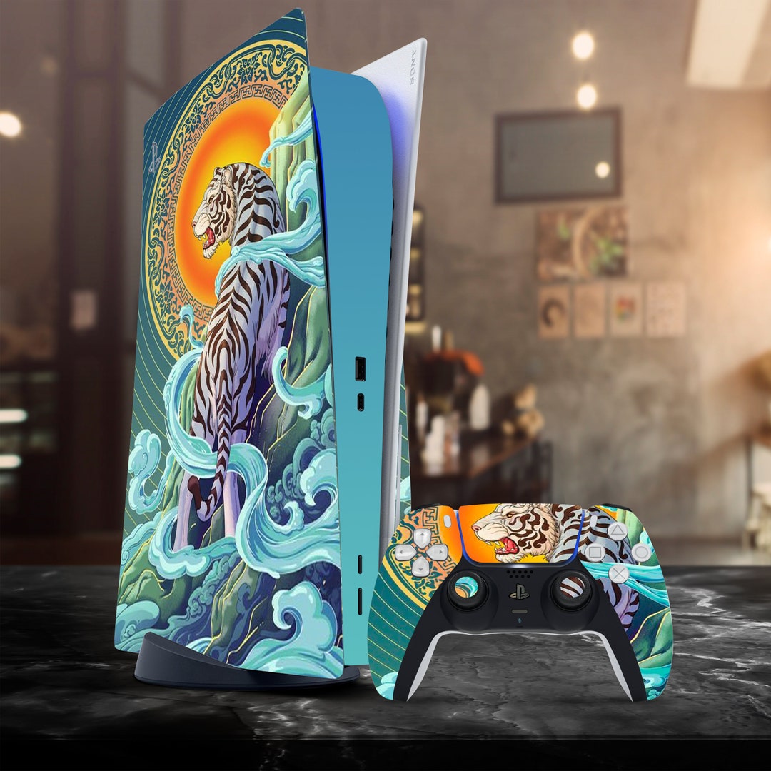 Tiger PS4 Skin Blue Color PS5 Skin PS4 Slim Skin PS5 Japanese Art ...