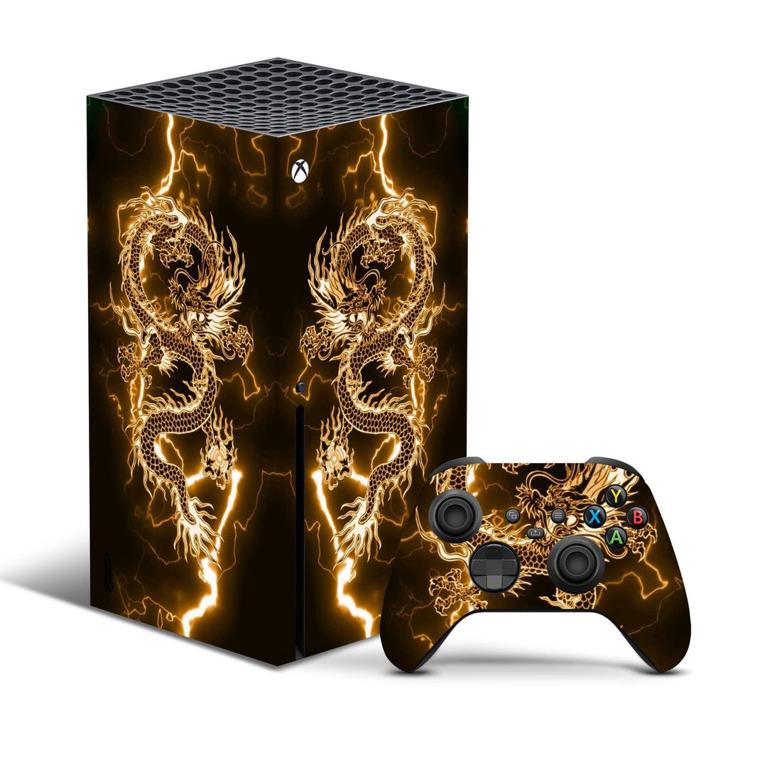 Dragon Xbox One S Skin Snake Skin Xbox Series X Gold Pattern Skin Xbox ...