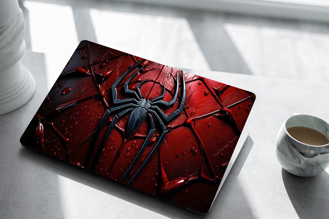 Red Spider Decal for HP Dell Lenovo Asus | Dark Gothic Web Vinyl Laptop ...