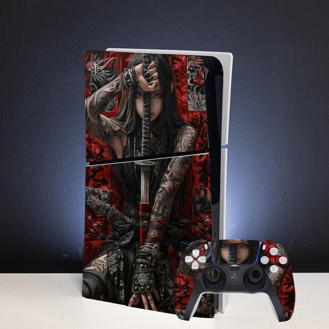 PS5 Skin Girl, Samurai PS5 Decal, Sword PS5 Pro, Skin PS5 Slim Digital ...