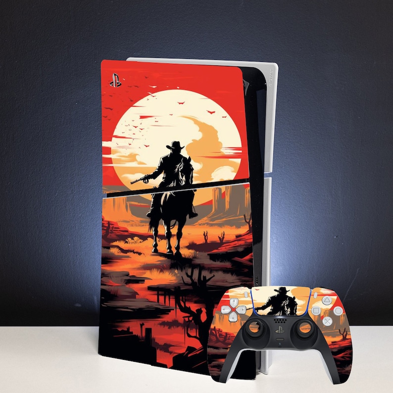 PS5 Skin Red Pattern Ps4 Pro Slim Fat Vinyl Cowboy Playstation Console ...
