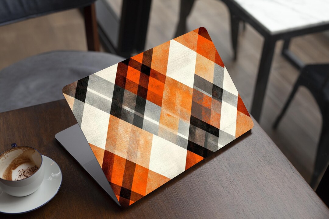 Orange Plaid Vinyl Laptop Decal Skin for HP Dell Lenovo Asus, Autumn ...