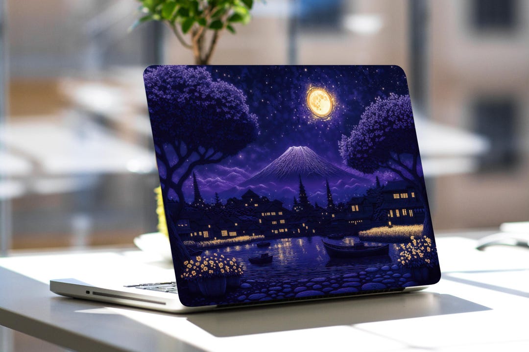 Night Landscape Laptop Skin, Moon Laptop Decal, Laptop Sticker Mountin ...