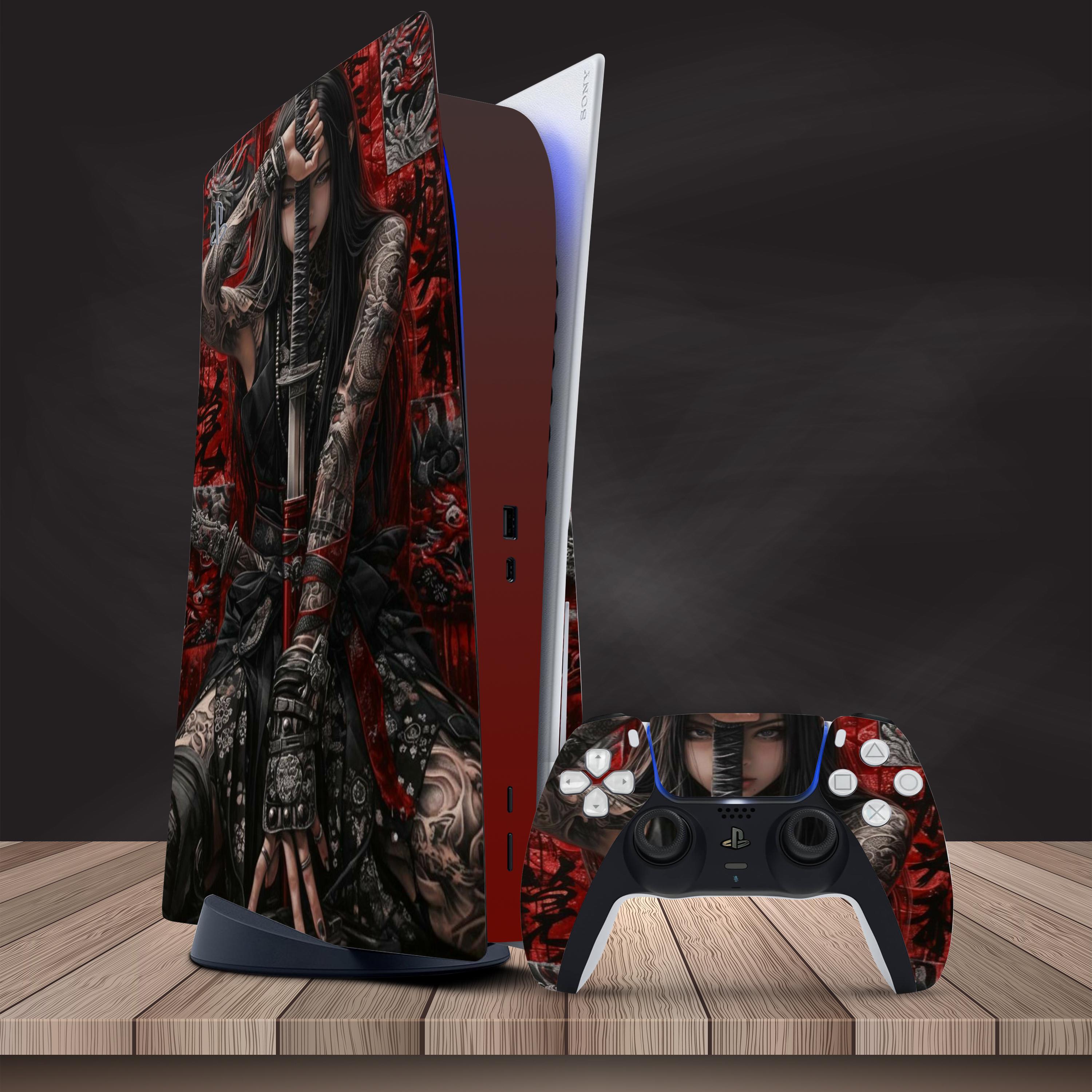 PS5 Skin Girl, Samurai PS5 Decal, Sword PS5 Pro, Skin PS5 Slim Digital ...