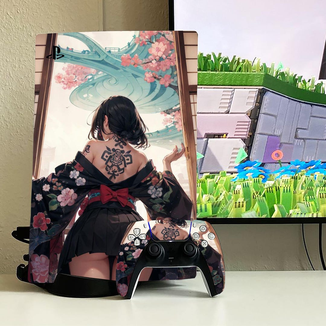 Geisha Skin for PS5 Pro, PS5 Slim, Girl Vinyl Decal for PS4, PS4 Slim ...