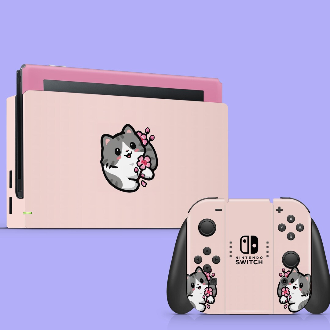 Cute Cat Nintendo Switch Skin Decal for Console Joy-con and Dock Pastel ...