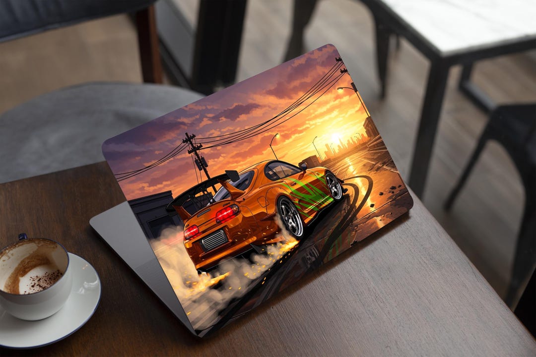 JDM Drift Car Vinyl Laptop Decal Skin for HP Dell Lenovo Asus | Sunset ...