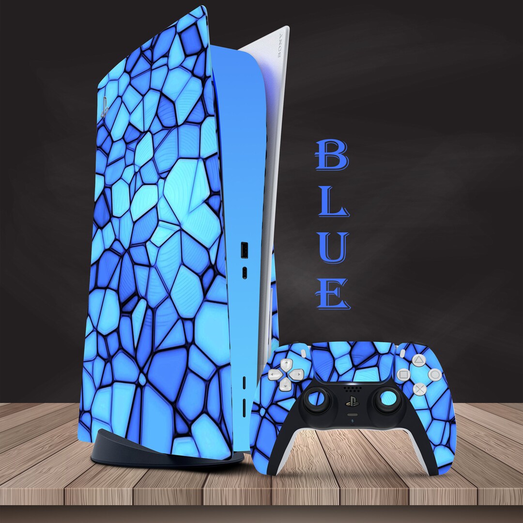 Blue Geometric PS5 Skin Purple PS4 Pro Slim Decal Wrap Sticker Vinyl ...
