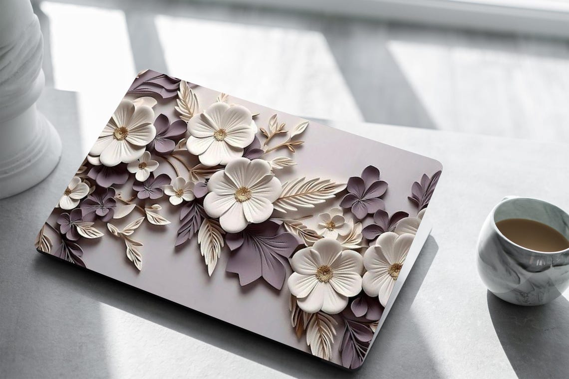 Floral Skin Laptop Pastel Beige Notebook Vinyl Dell XPS HP Envy Lenovo ...