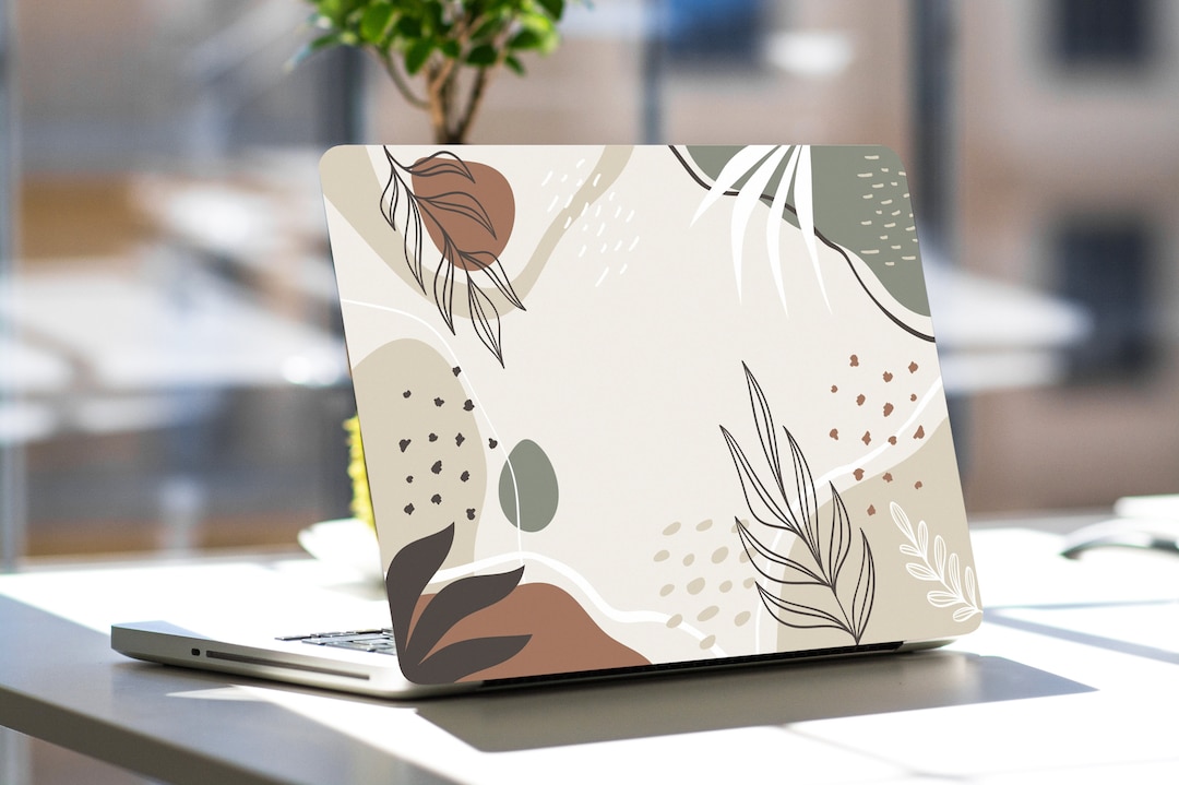 Pastel Beige White Leaves Skin Laptop Notebook Vinyl Dell XPS HP Envy ...