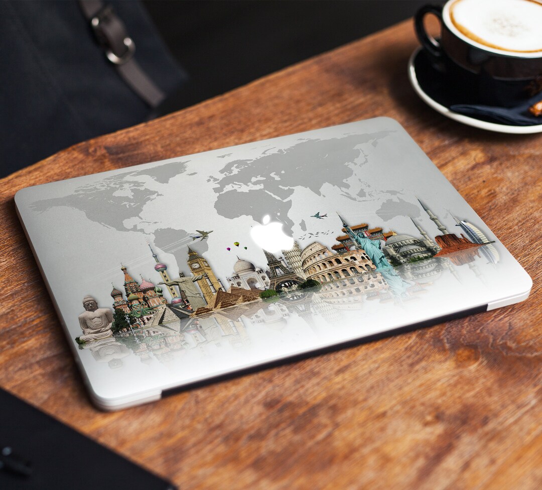 World Map Laptop MacBook Skin Travel MacBook Air Vinyl Decal Cover Map Skins for Any Laptop or ...