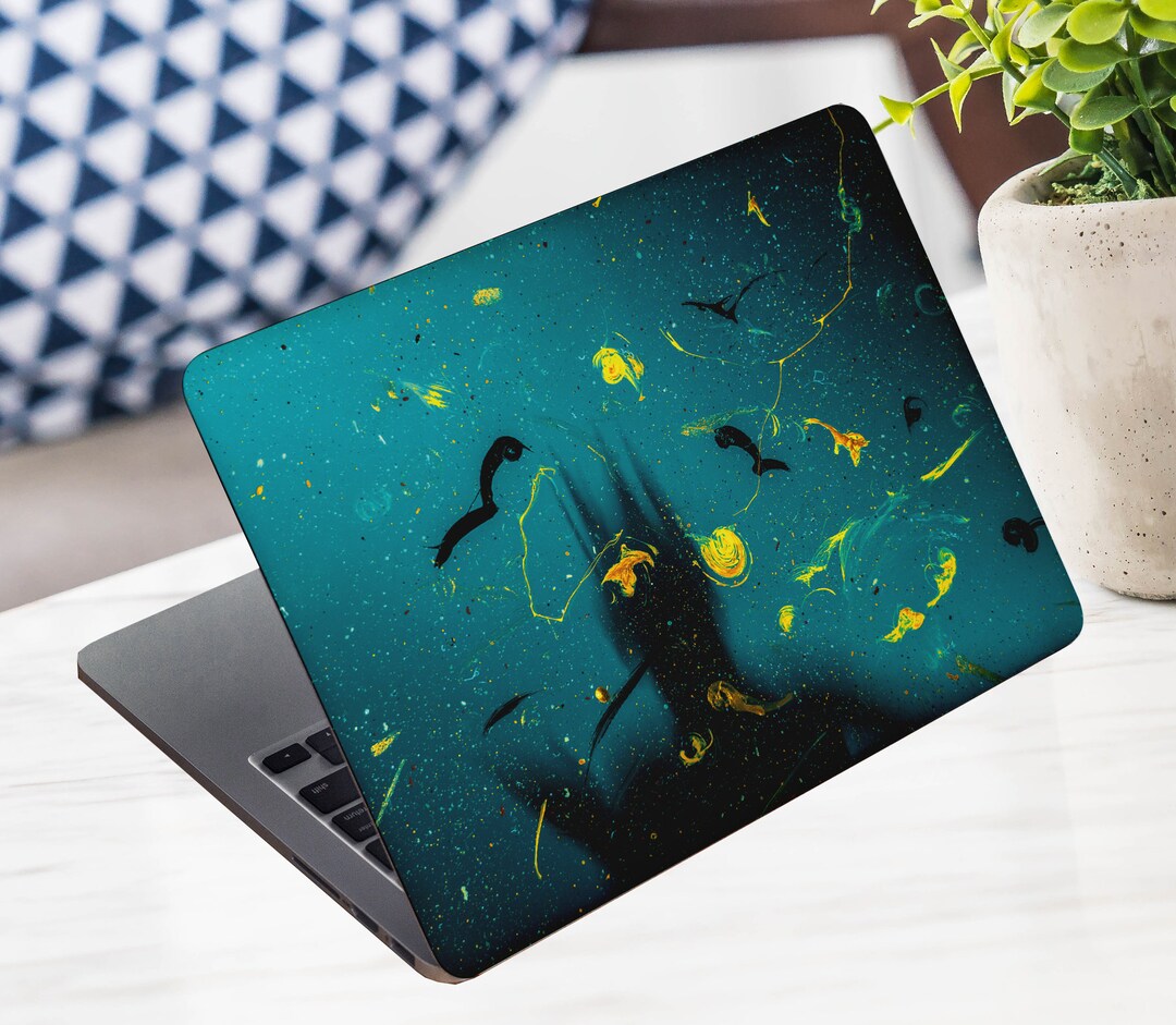 Pastel Red Marble Laptop Skin Custom Name Gold Oil Vinyl Decal Dell Hp ...