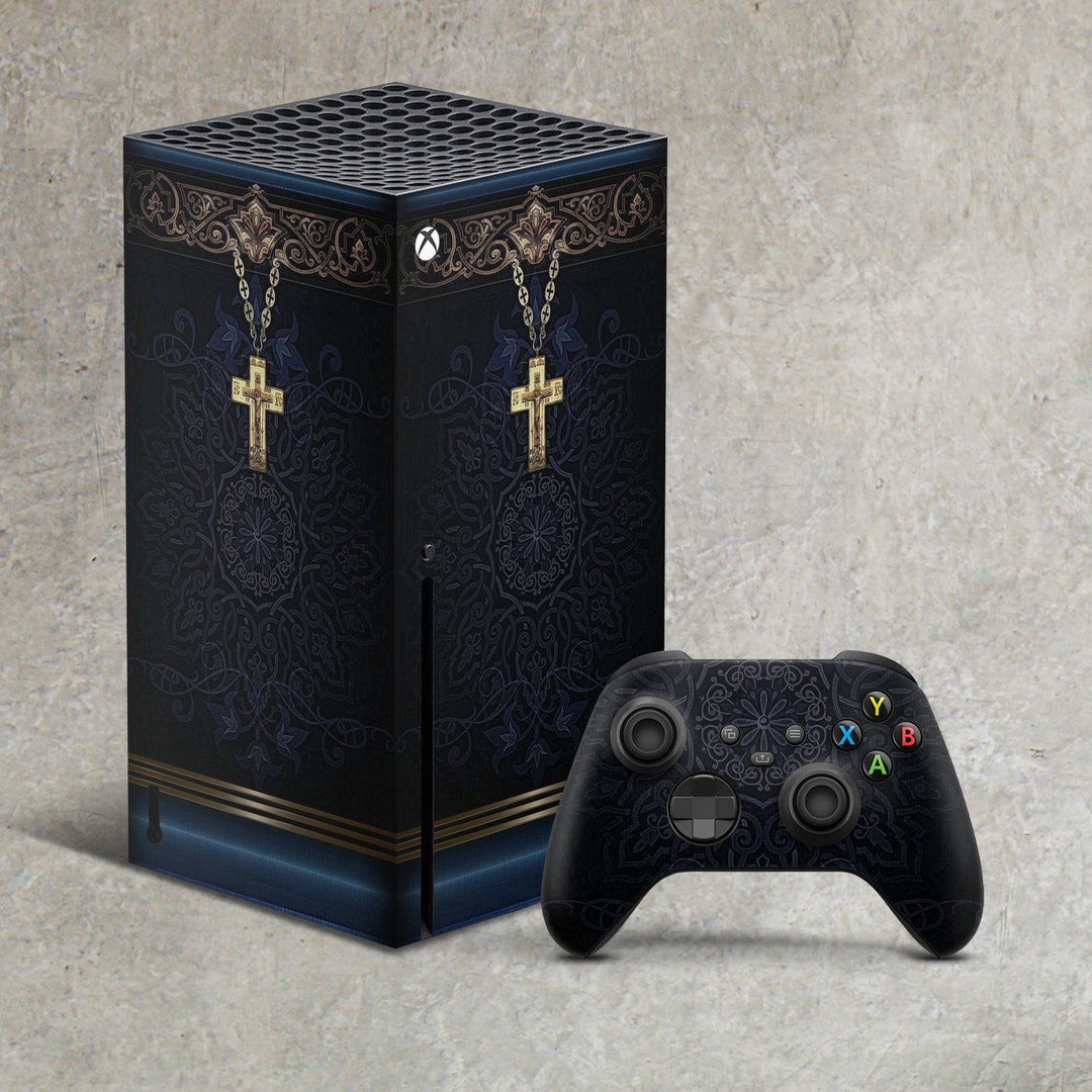 Cross Xbox Skin Bible Xbox Decal Blue Pattern Xbox Series X S Skin Xbox ...