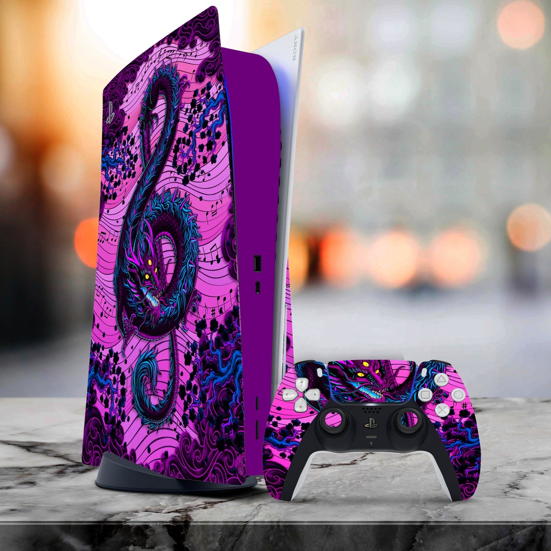 Treble Clef PS5 PS4 Controller Console Skin Purple Playstation 4 5 ...