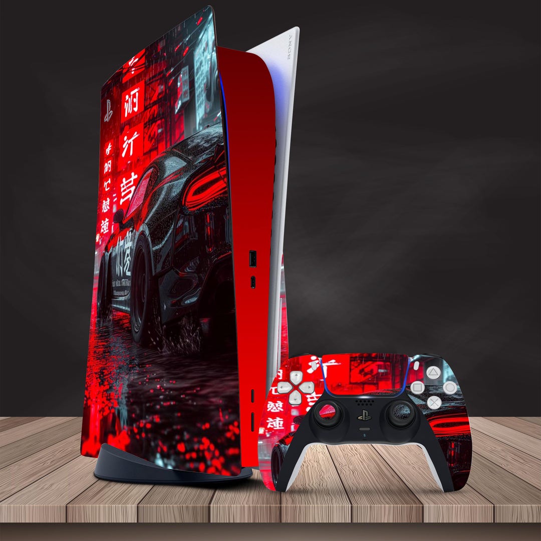 Car PS5 Sticker PS5 Decal Red Pattern PS4 Slim Skin PS5 Hieroglyphs ...