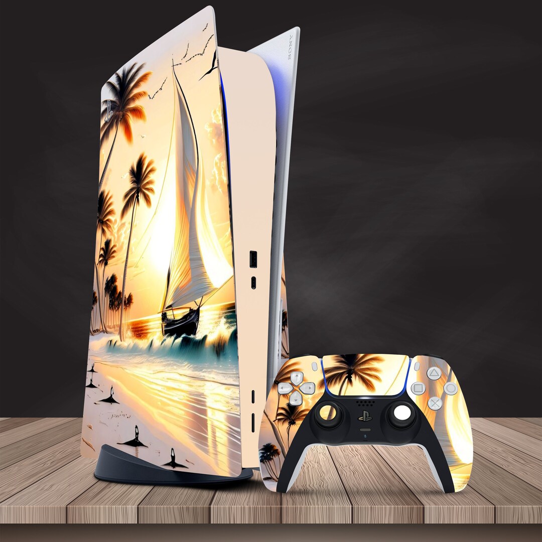 Tropical PS5 Skin Beach PS5 Digital Edition Decal Sunrise Playstation 5 ...