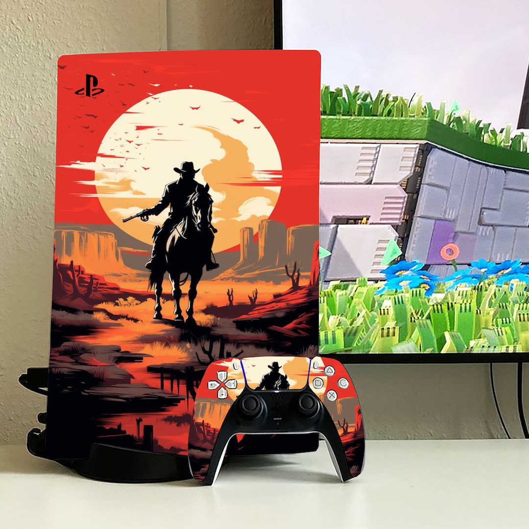 PS5 Skin Red Pattern Ps4 Pro Slim Fat Vinyl Cowboy Playstation Console ...