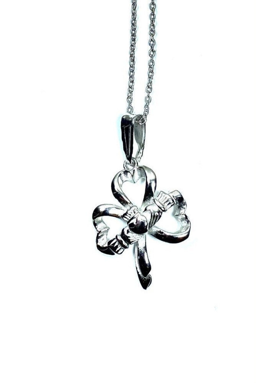 Lucky Irish Silver Shamrock Pendant With Claddagh Symbol Etsy UK lucky-irish-silver-shamrock-pendant-with-claddagh-symbol-etsy-uk