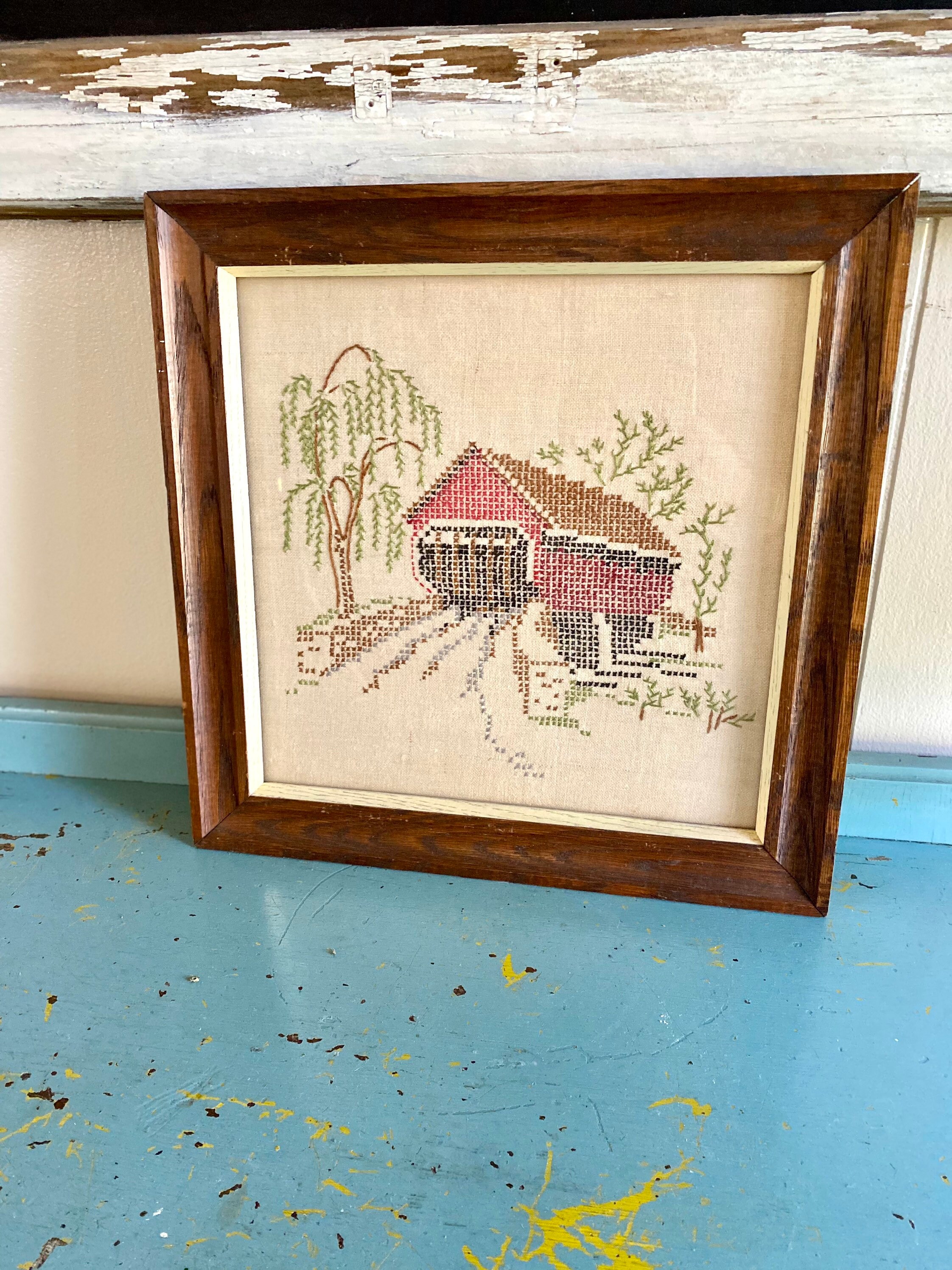Vintage Covered Bridge Cross Stitch - Etsy