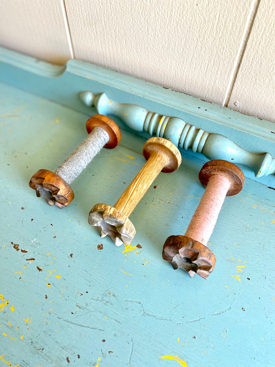 Antique Small 'unique' Wooden Spools - Etsy