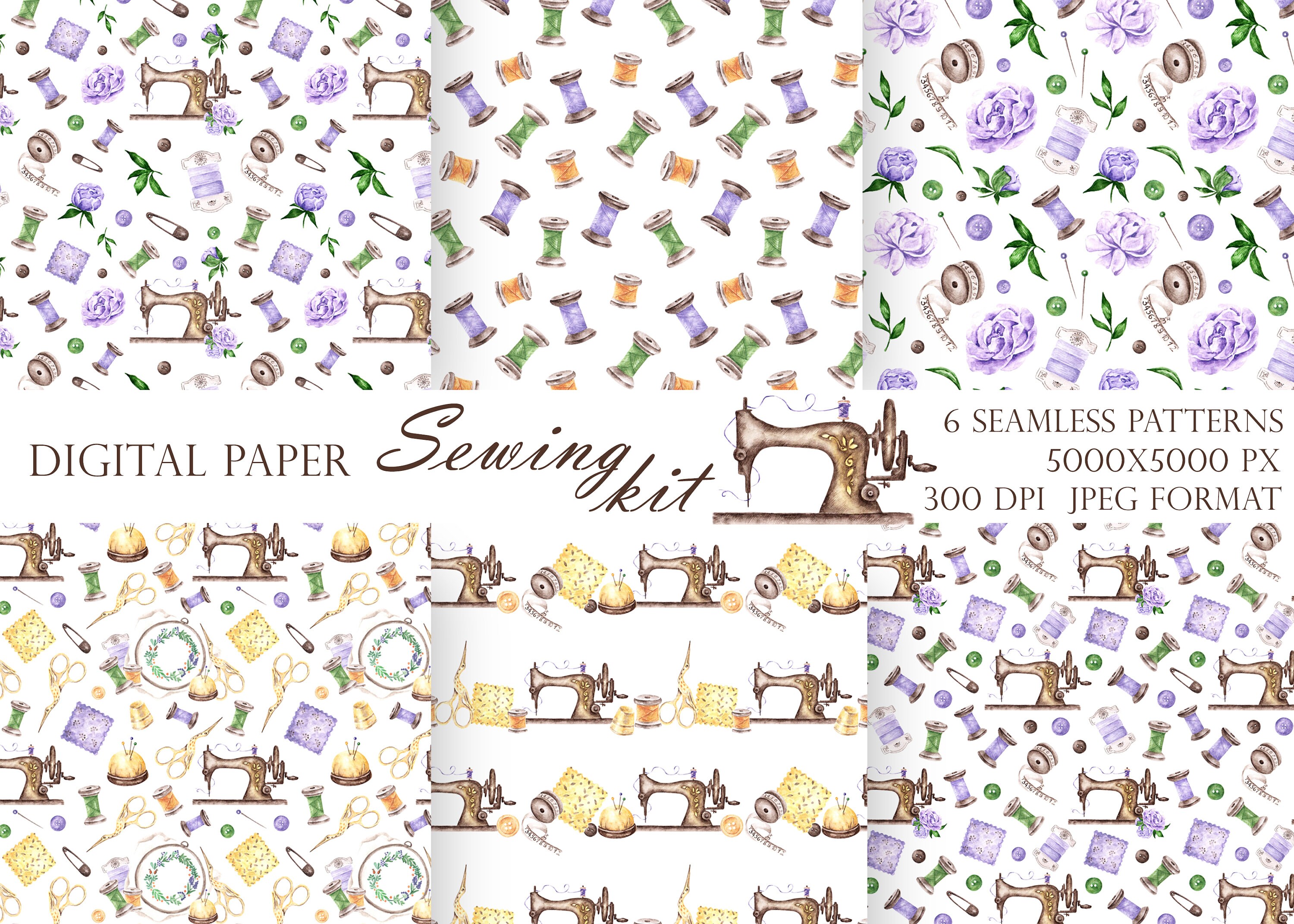Scrapbooking Digital Scrapbooking Paper 13 JPEG seamless pattern sewing ...