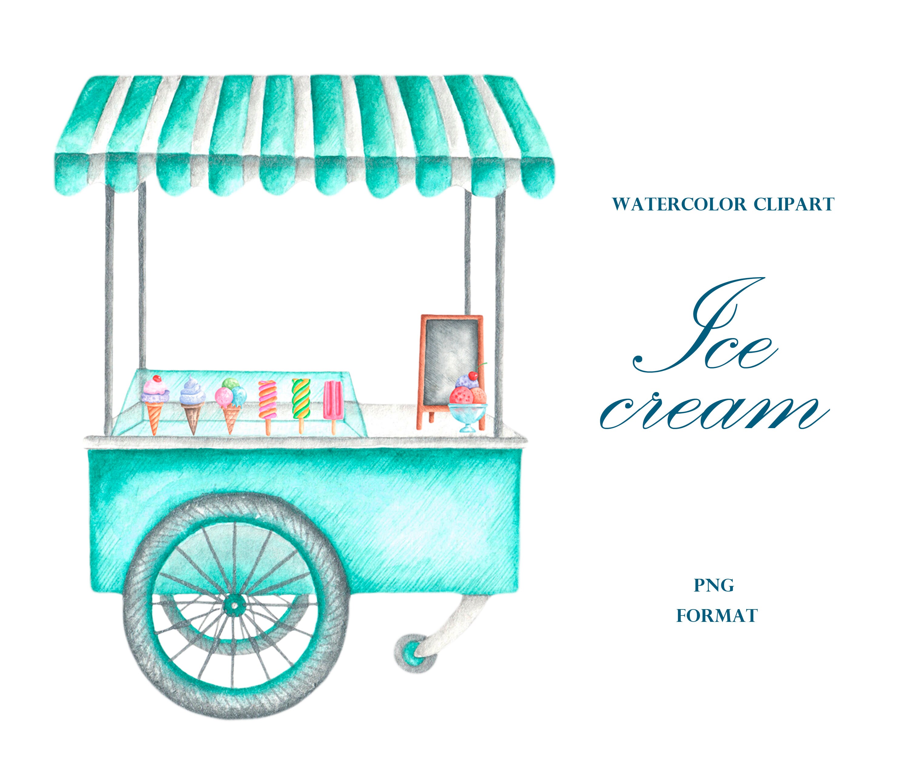 Ice Cream Watercolor Clipart. Ice Cream Cone. Ice Lolly. - Etsy