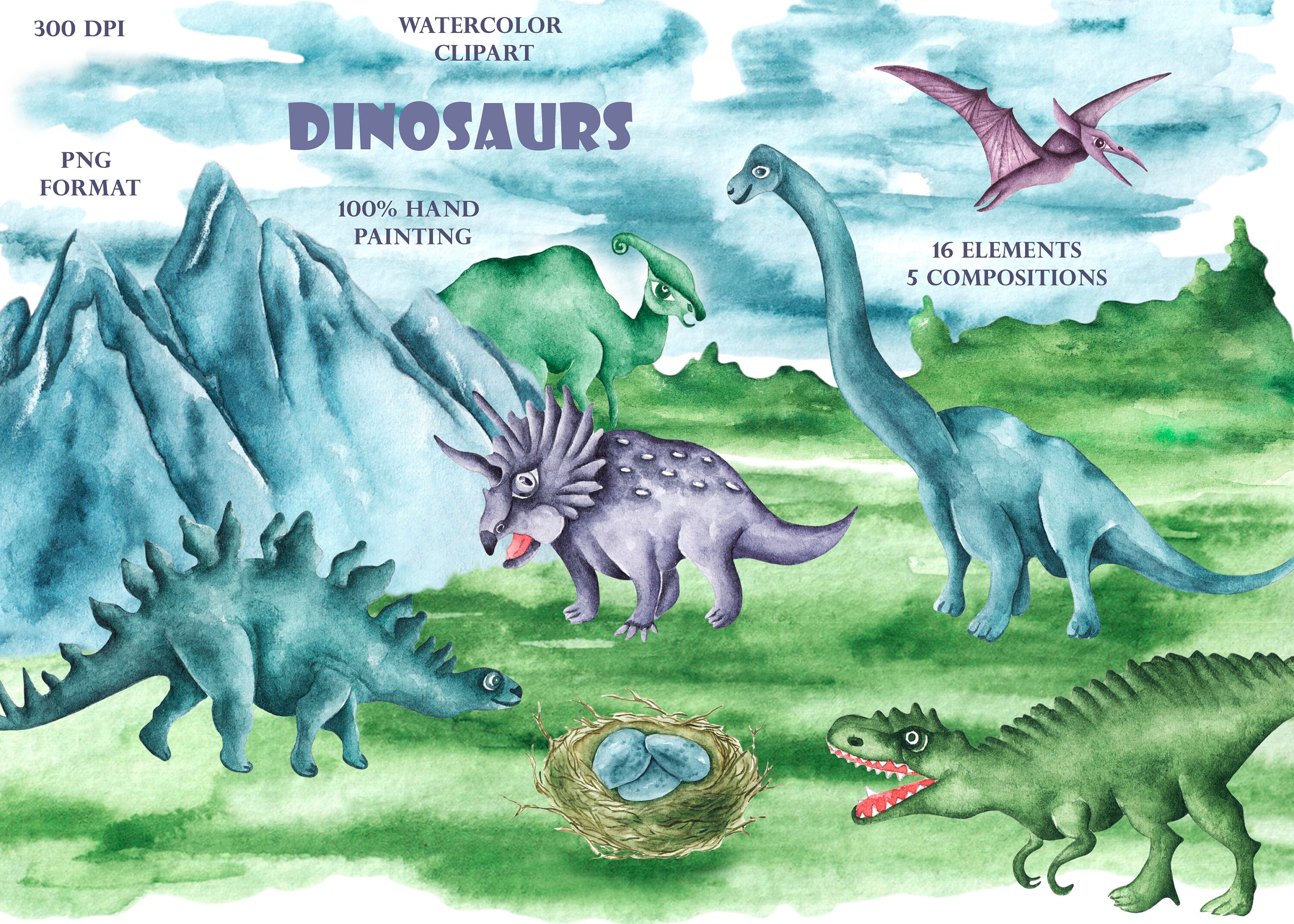 Clip Art & Image Files Papercraft Paper, Party & Kids purple dinosaurs ...