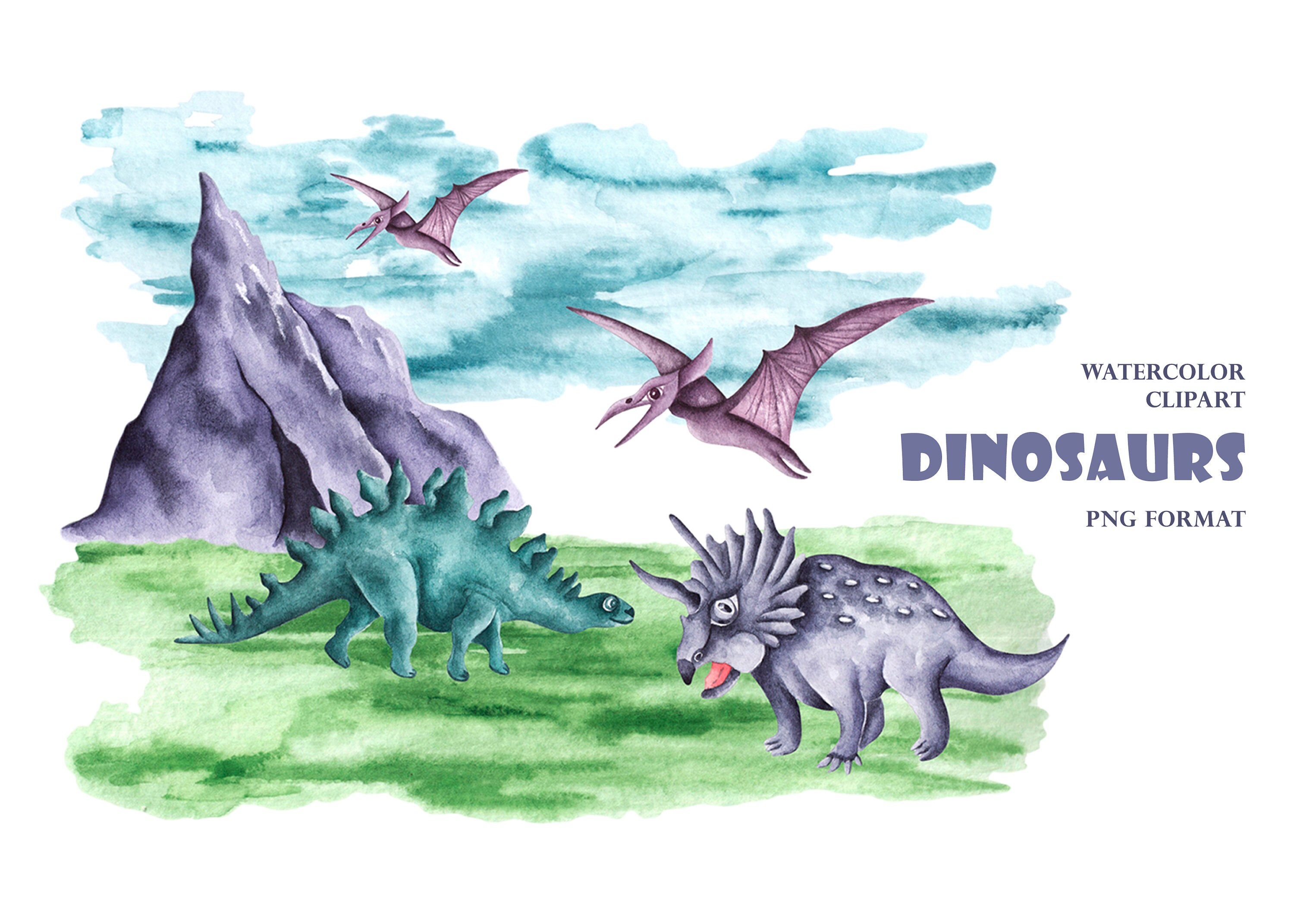 Clip Art & Image Files Papercraft Paper, Party & Kids purple dinosaurs ...