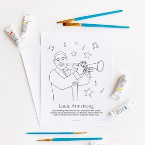 Louis Armstrong Coloring Page | Black History | Jazz Musician | Music ...