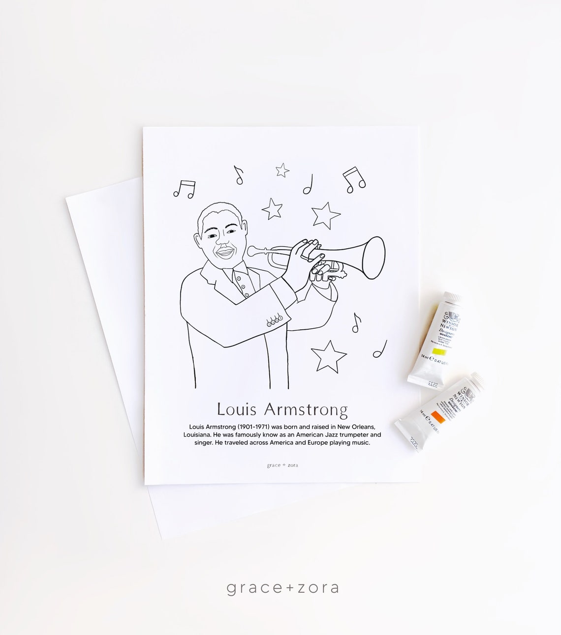 Louis Armstrong Coloring Page Black History Jazz Musician Music History ...