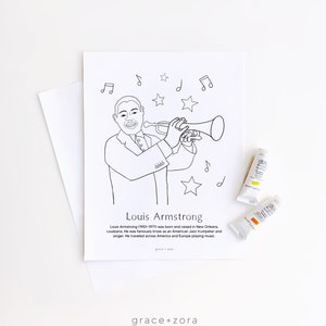 Louis Armstrong Coloring Page | Black History | Jazz Musician | Music ...